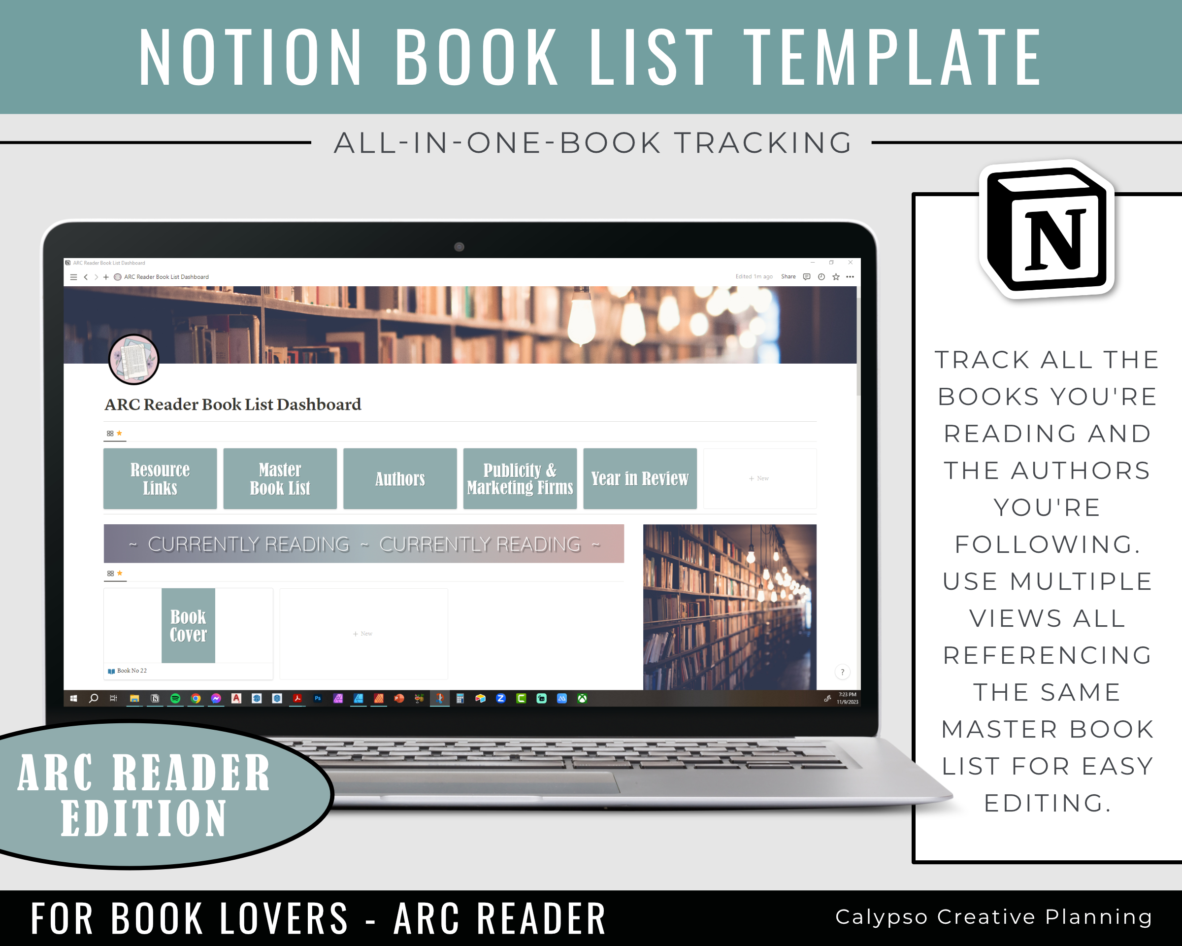 Notion Template - Book List - ARC Reader Edition - Calypso Creative Planning